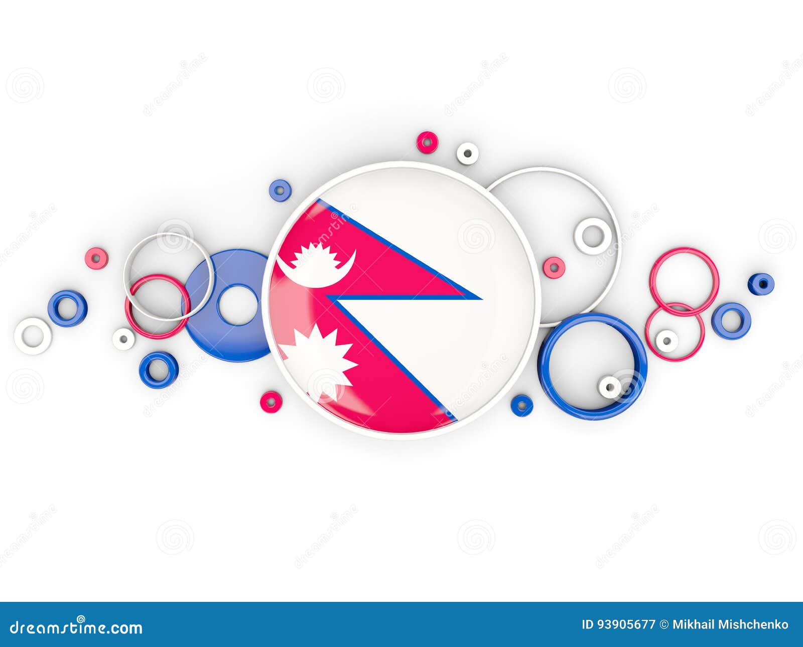 Round Flag of Nepal with Circles Pattern Stock Illustration ...