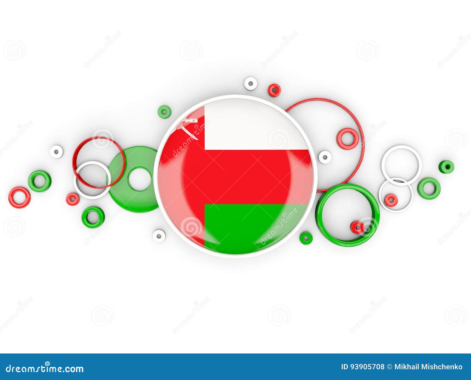 Round Flag of Oman with Circles Pattern Stock Illustration ...