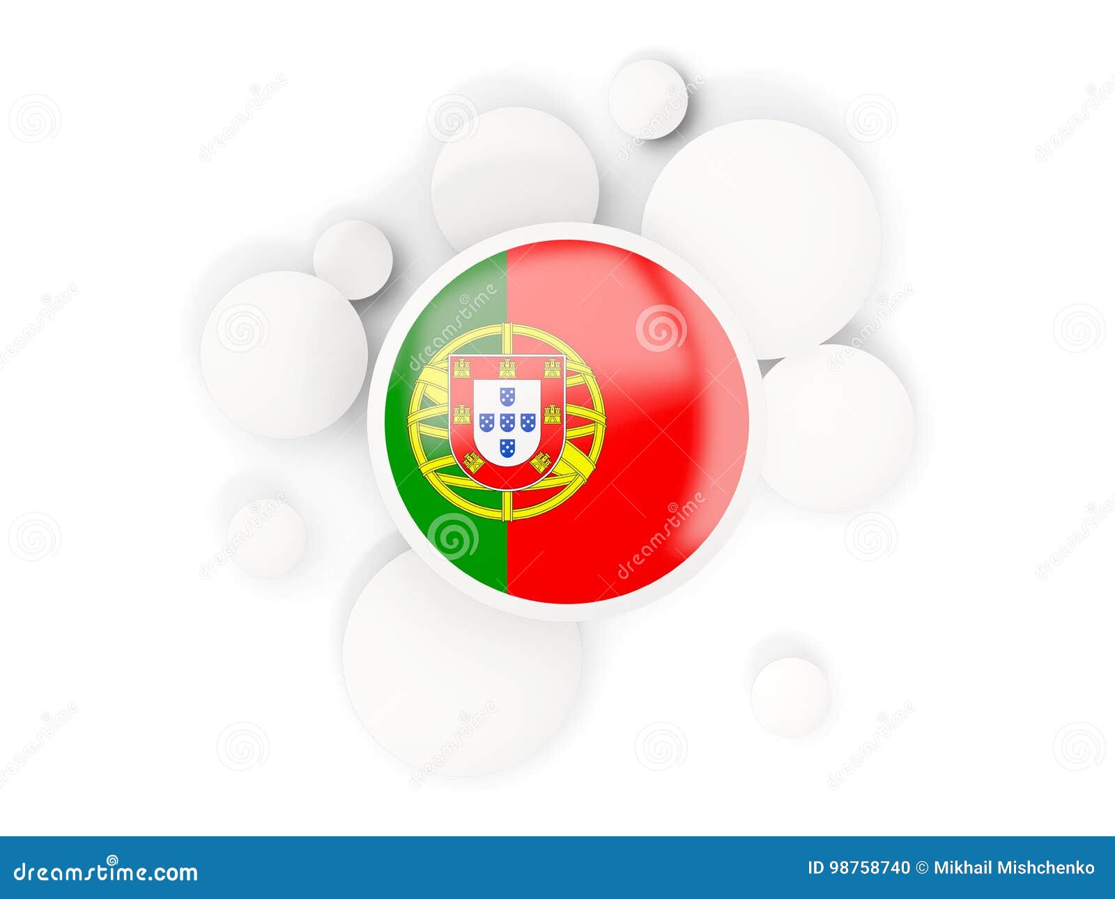 Round Flag of Portugal with Circles Pattern Stock Illustration ...