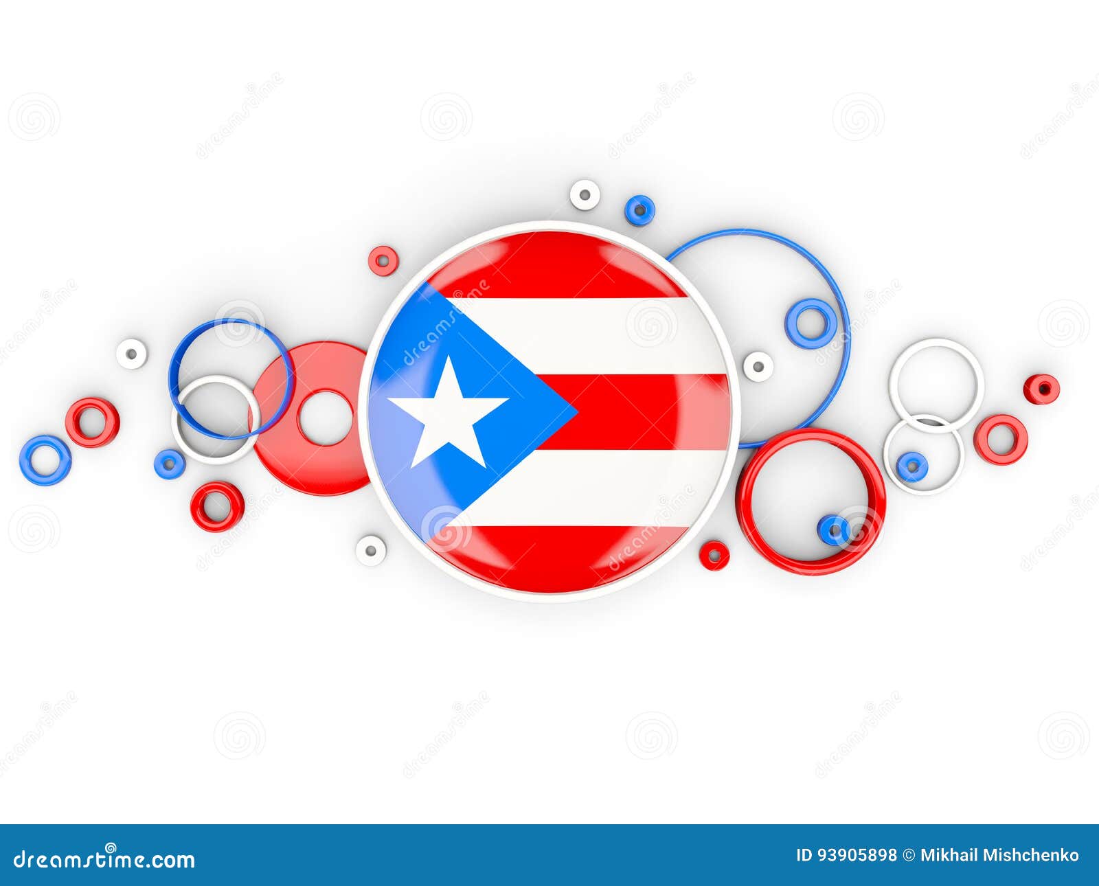 Round Flag of Puerto Rico with Circles Pattern Stock Illustration ...
