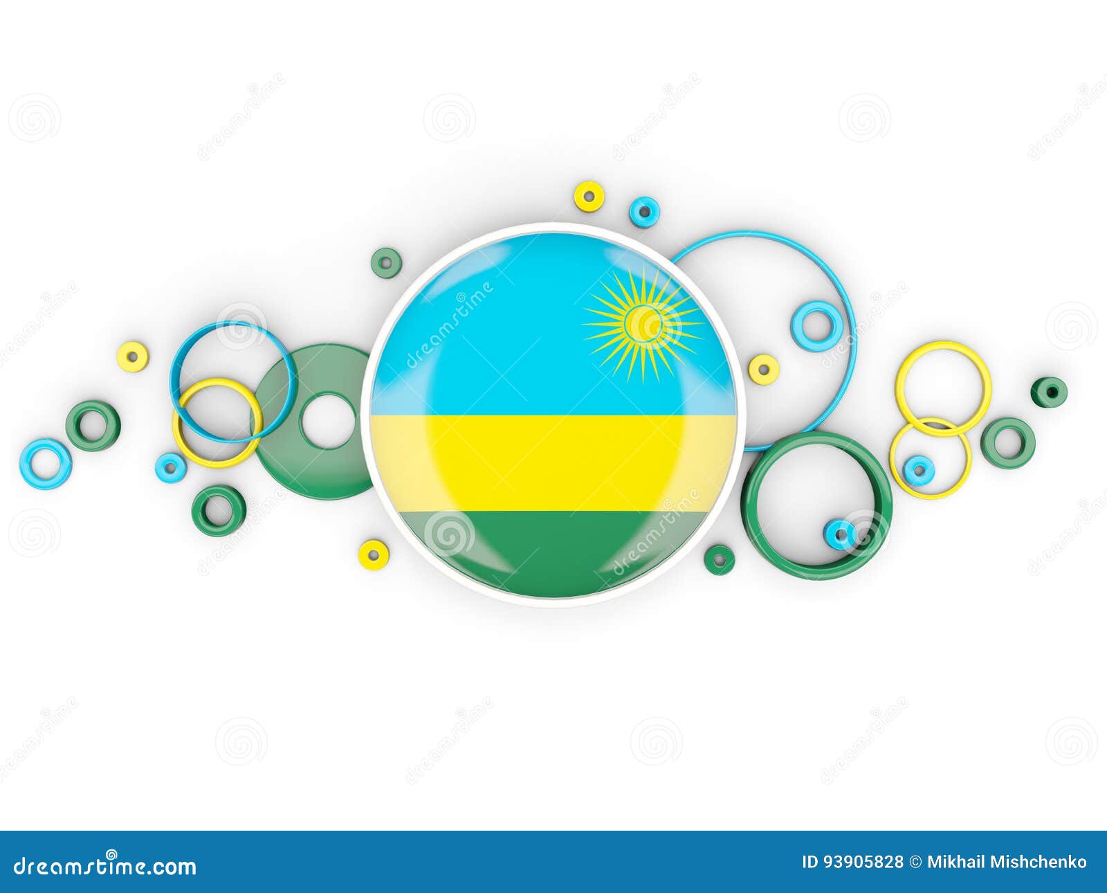 Round Flag of Rwanda with Circles Pattern Stock Illustration ...