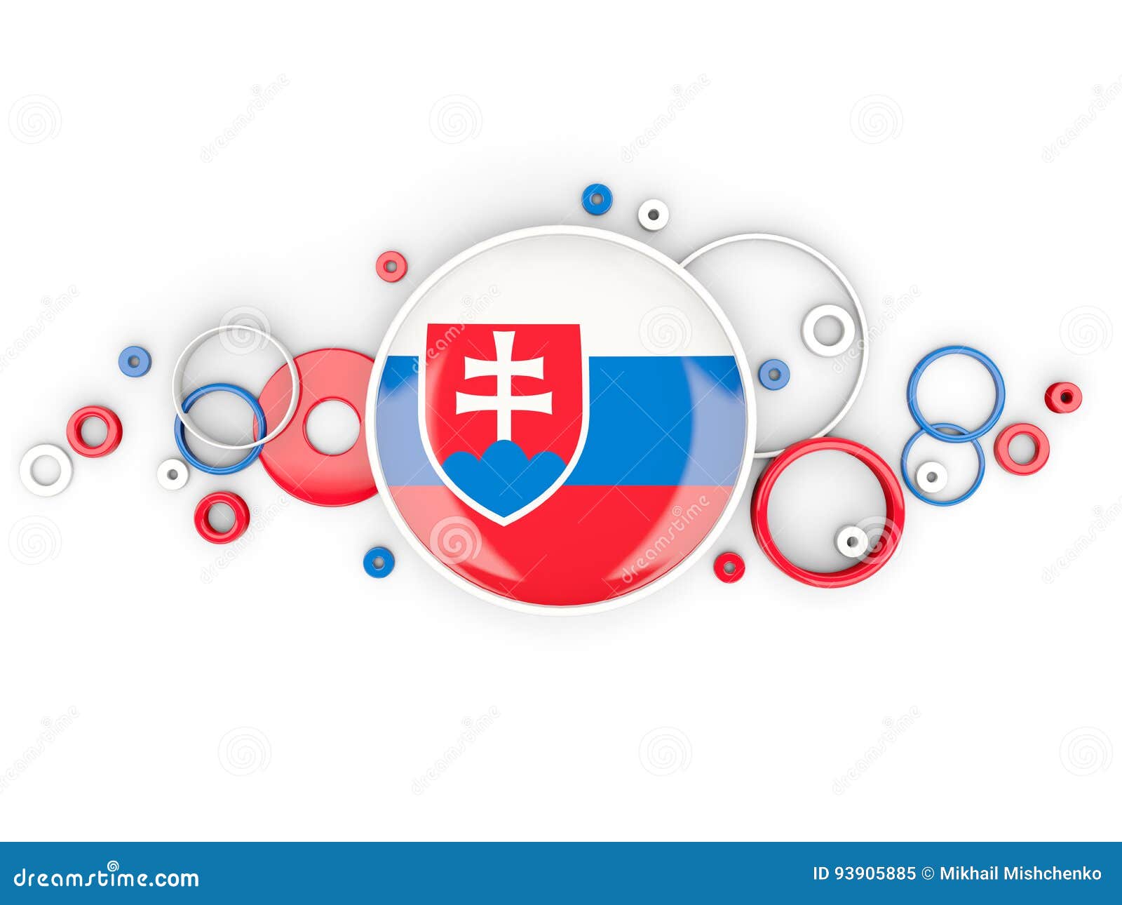 Round Flag of Slovakia with Circles Pattern Stock Illustration ...