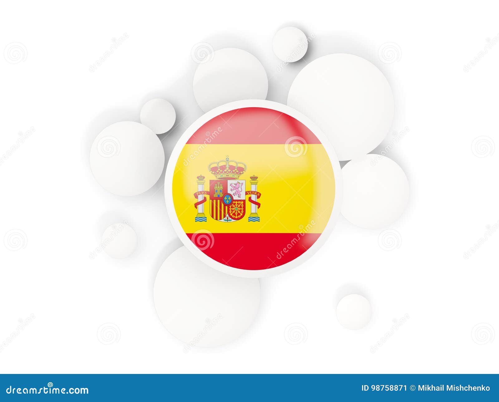 Round Flag of Spain with Circles Pattern Stock Illustration ...