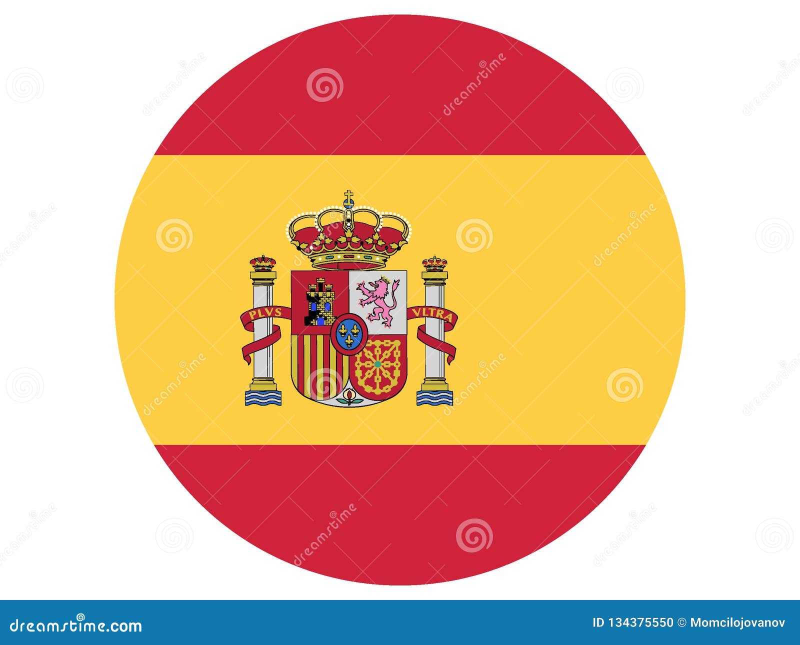 Round Flag of Spain stock vector. Illustration of denmark - 134375550