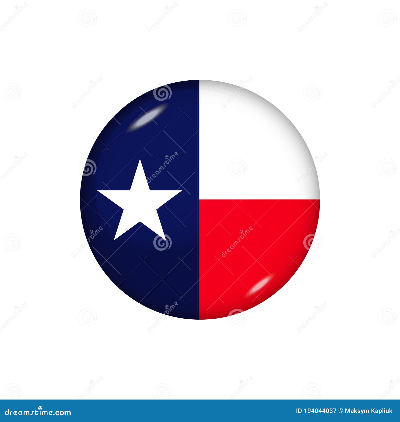 Round Flag of Texas. Vector Illustration. Button, Icon, Glossy Badge ...