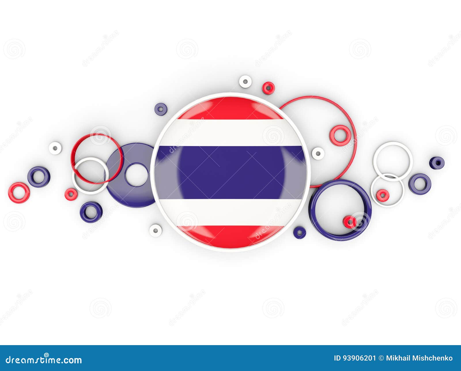 Round Flag of Thailand with Circles Pattern Stock Illustration ...