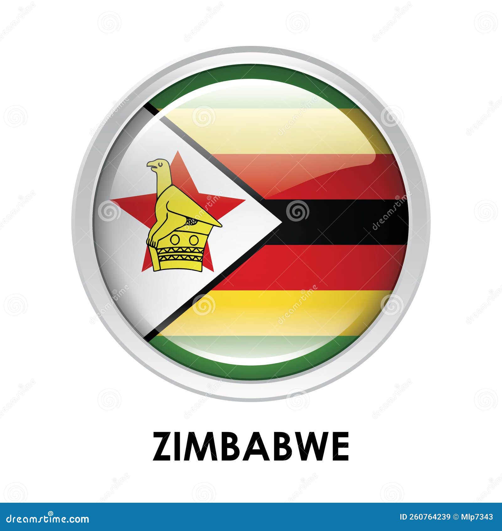 Round flag of Zimbabwe stock illustration. Illustration of official ...