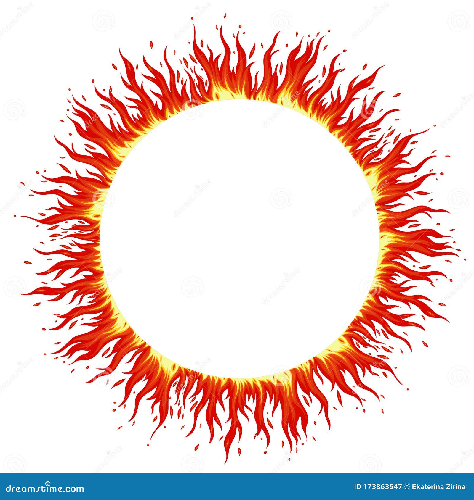 Round Flame Frame Isolate On A White Background. Vector Graphics ...