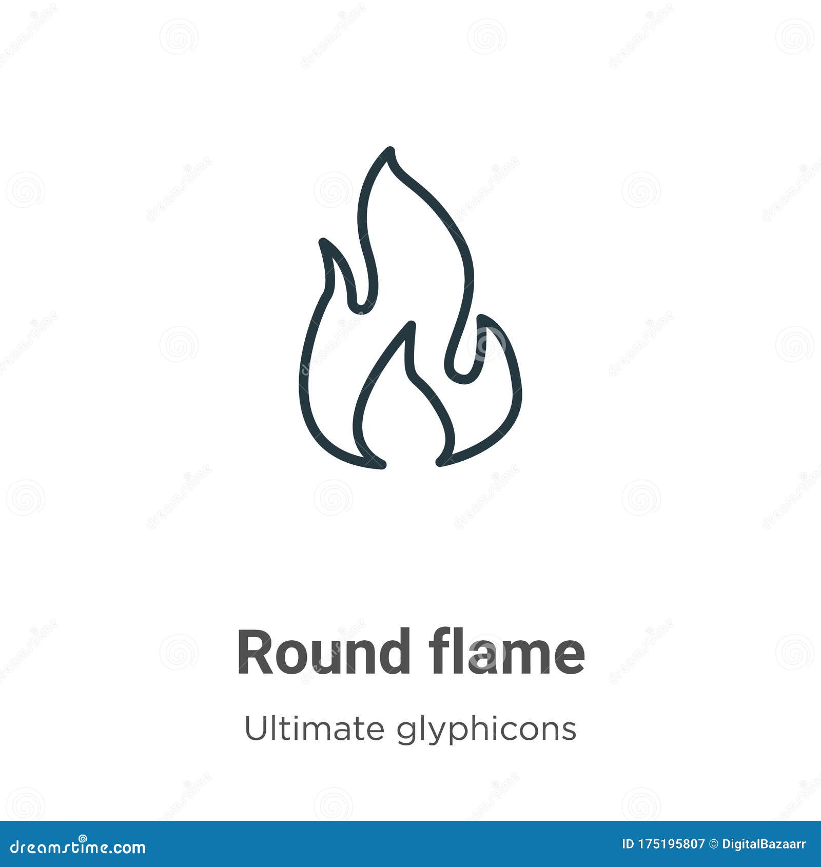 Round Flame Outline Vector Icon. Thin Line Black Round Flame Icon, Flat ...
