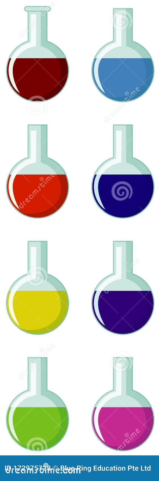 Round Flask Filled in with Different Color Chemical Stock Vector ...