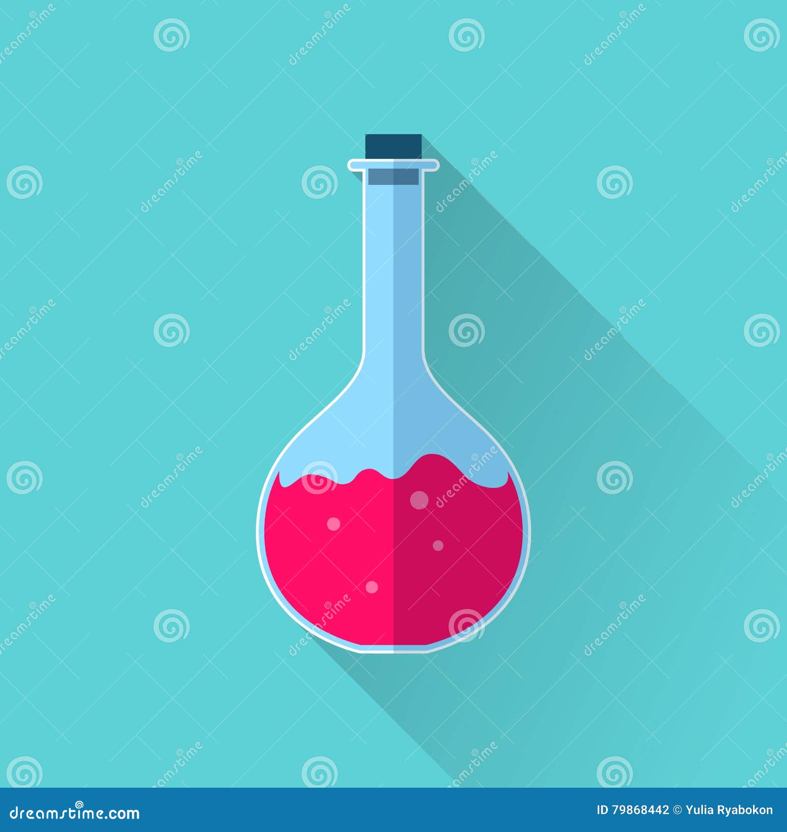 Round Flask with Pink Liquid Stock Vector - Illustration of experiment ...