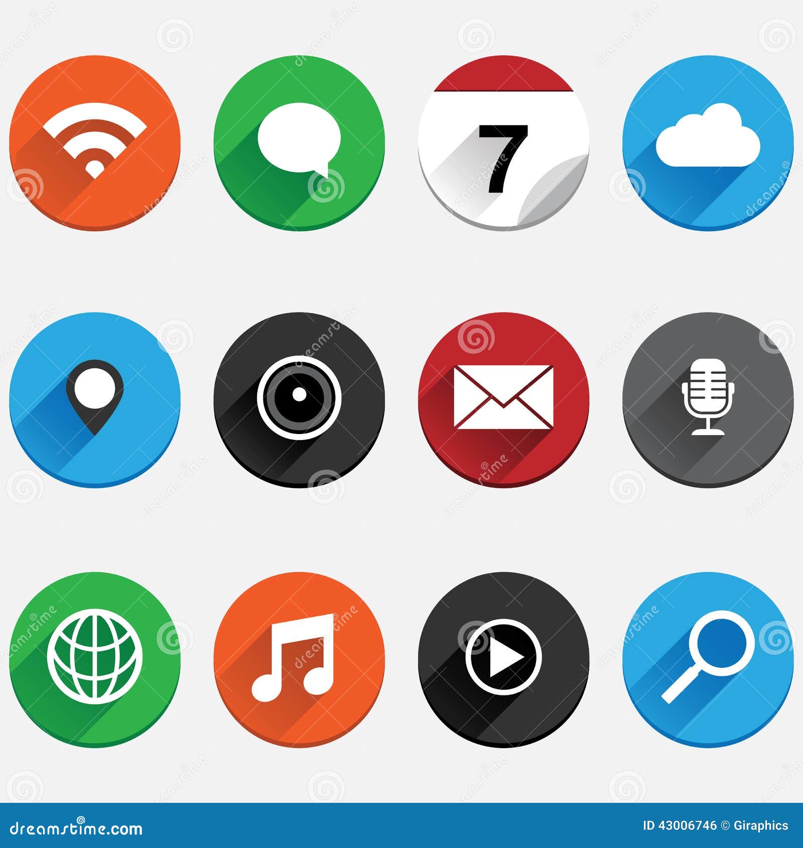 Round Flat App Icon Set stock vector. Illustration of modern - 43006746