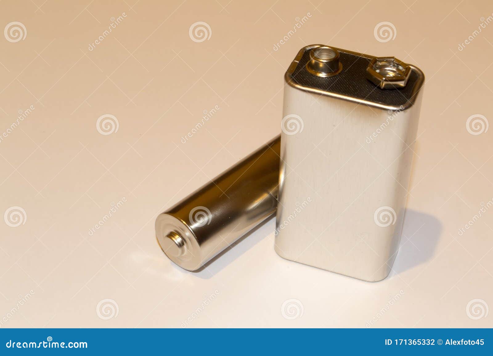 Round and Flat Battery on a Gradient Background Stock Photo - Image of ...