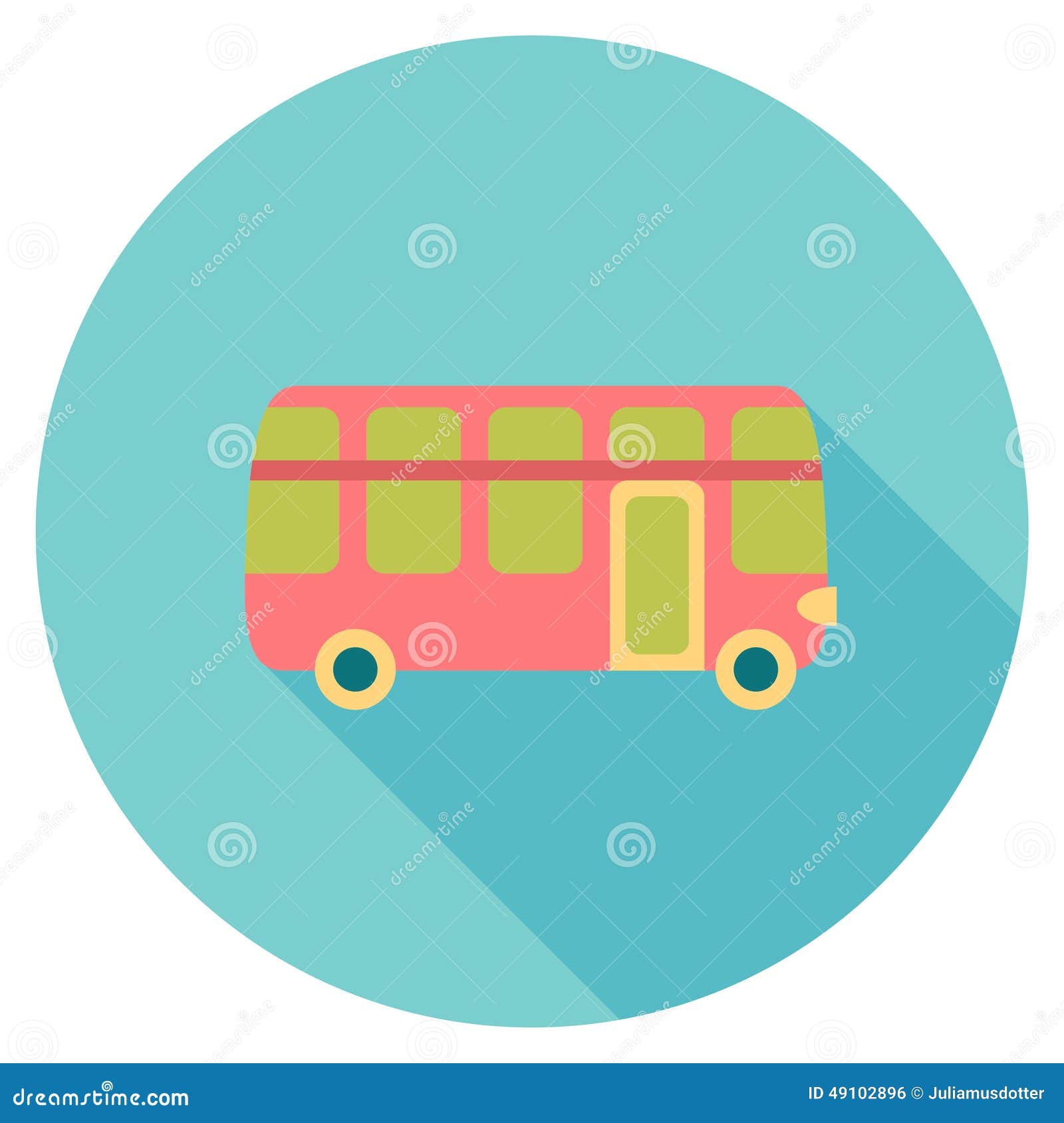Round flat colour bus Icon stock vector. Illustration of flat - 49102896