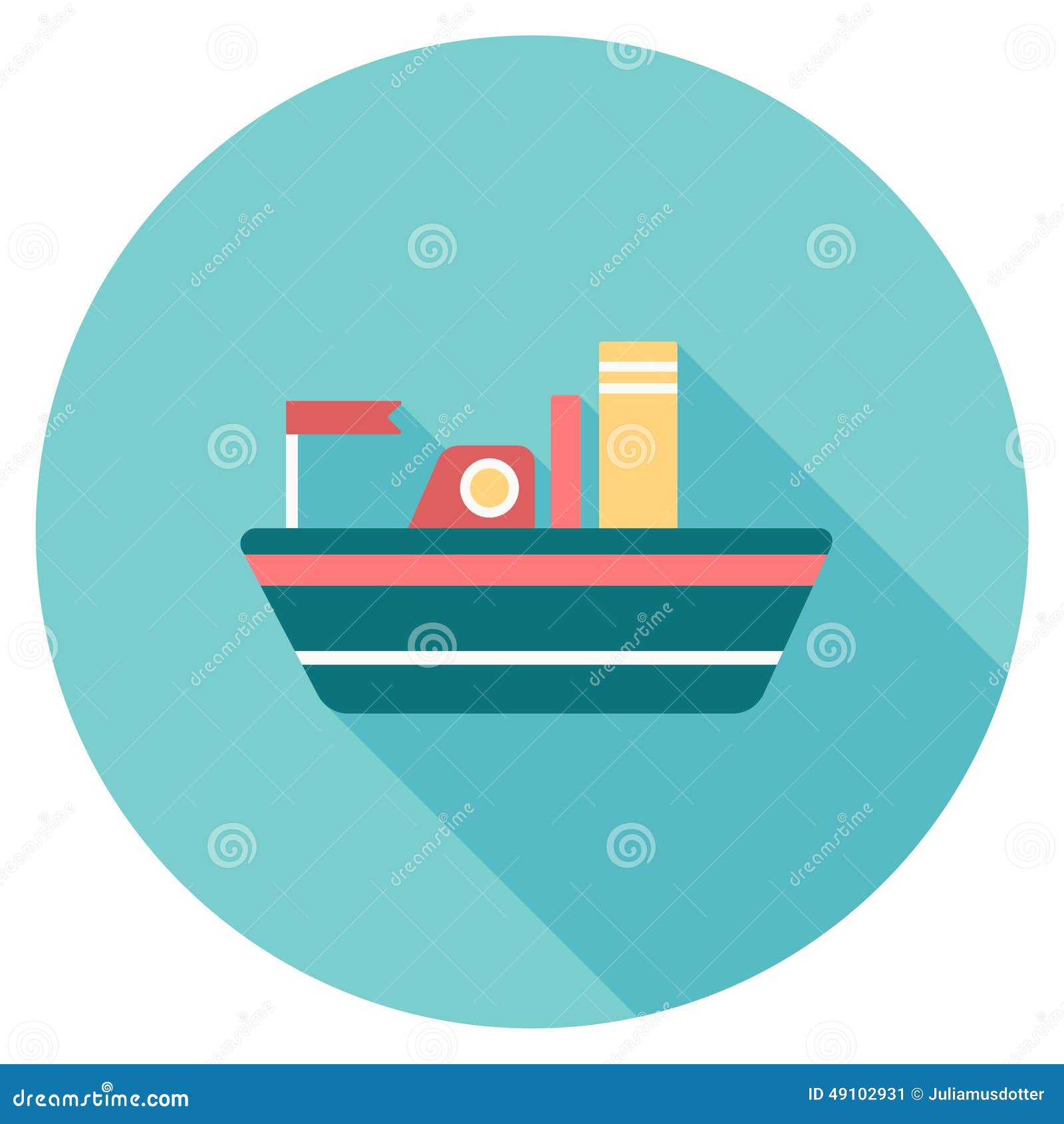 Round Flat Colour Ship Icon Stock Vector - Illustration of cruise ...