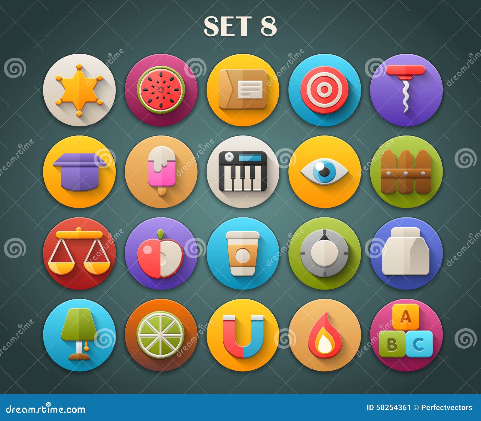 Round Flat Icons with Long Shadow Set 8 Stock Vector - Illustration of ... Round Flat Icons with Long Shadow Set 8 Stock Vector - Illustration of ...