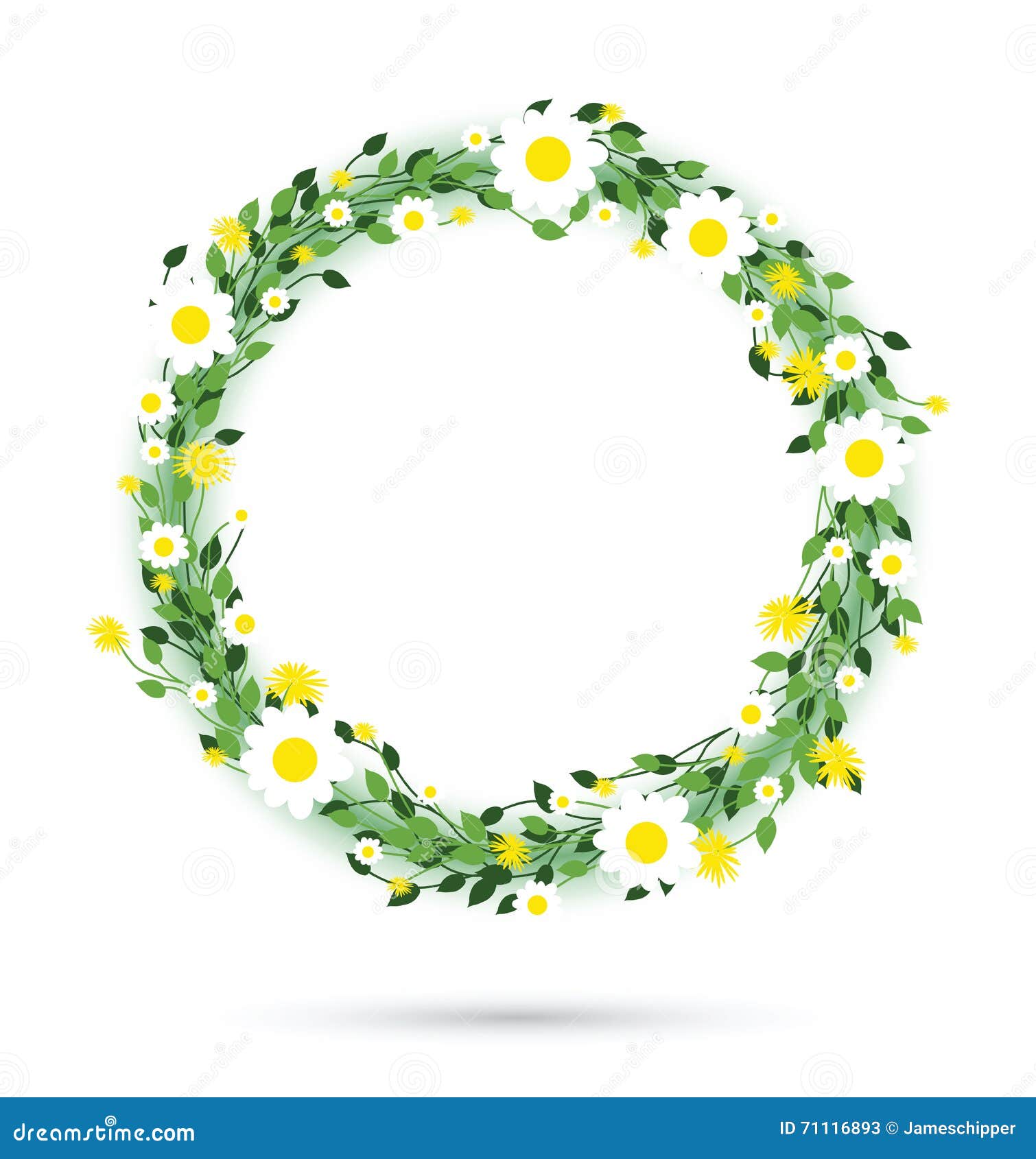 Round floral daisy pattern stock vector. Illustration of border - 71116893