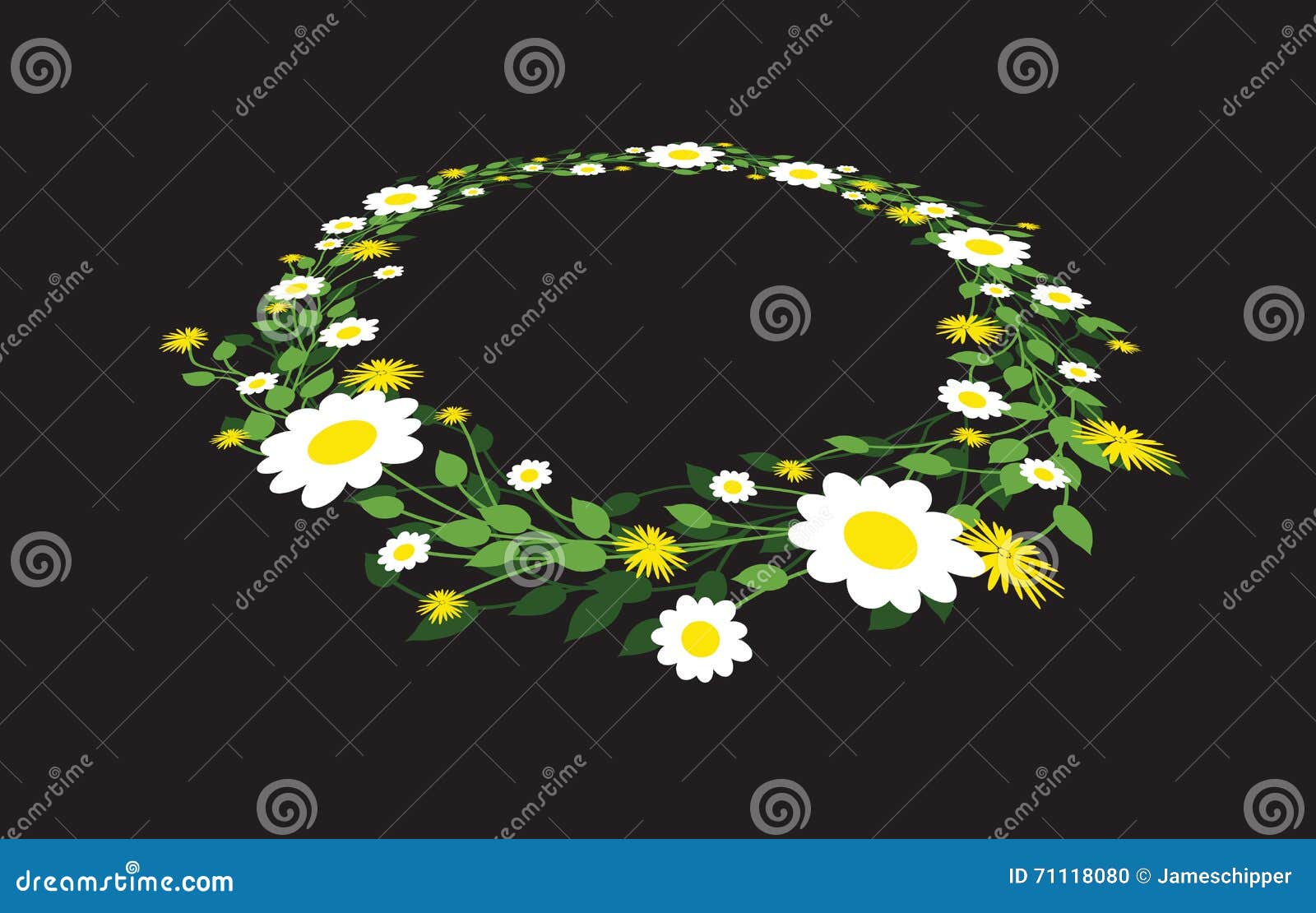 Round floral daisy pattern stock vector. Illustration of composition ...