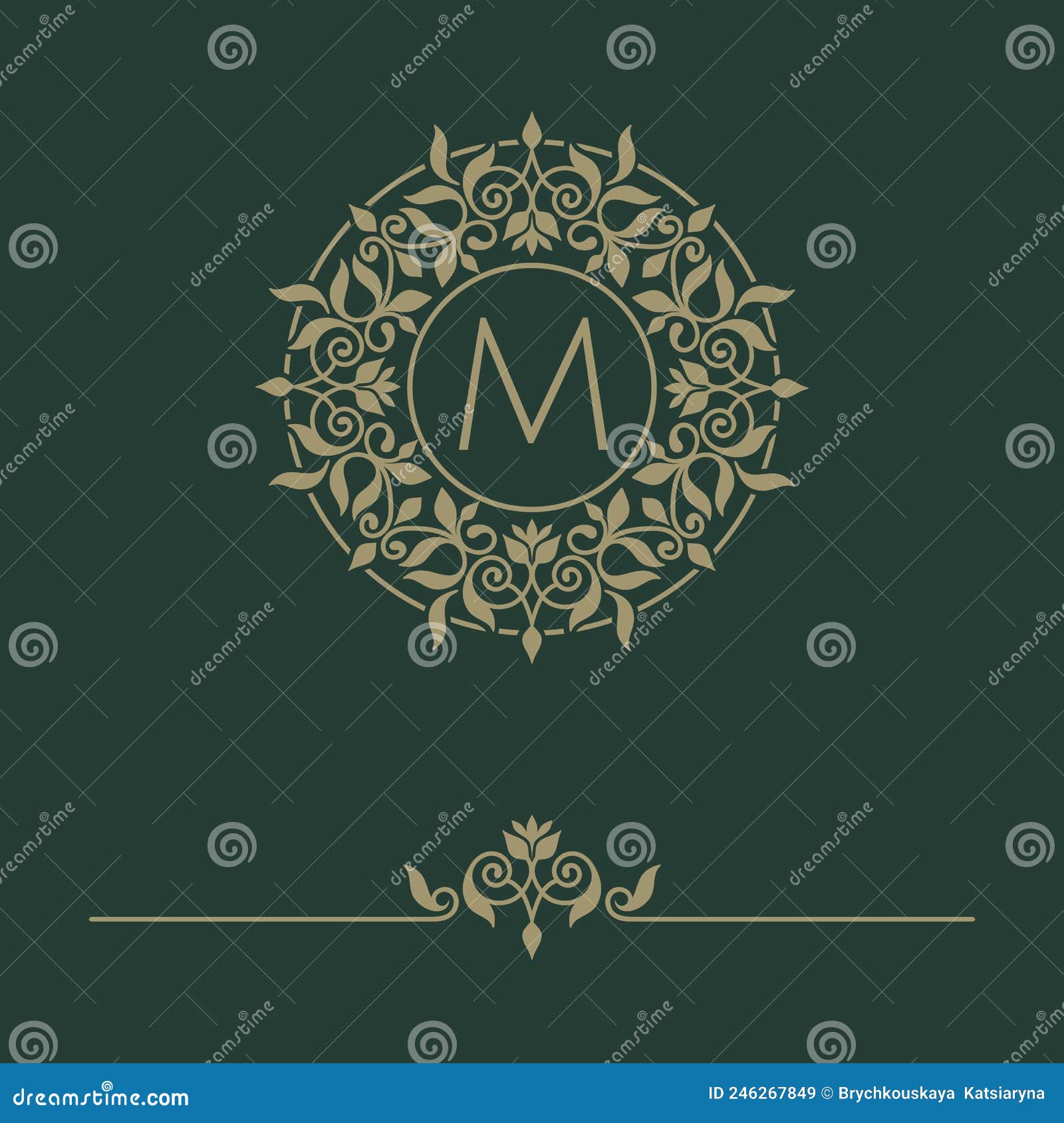 Round Floral Frame Monogram and Border. Stock Vector - Illustration of ...