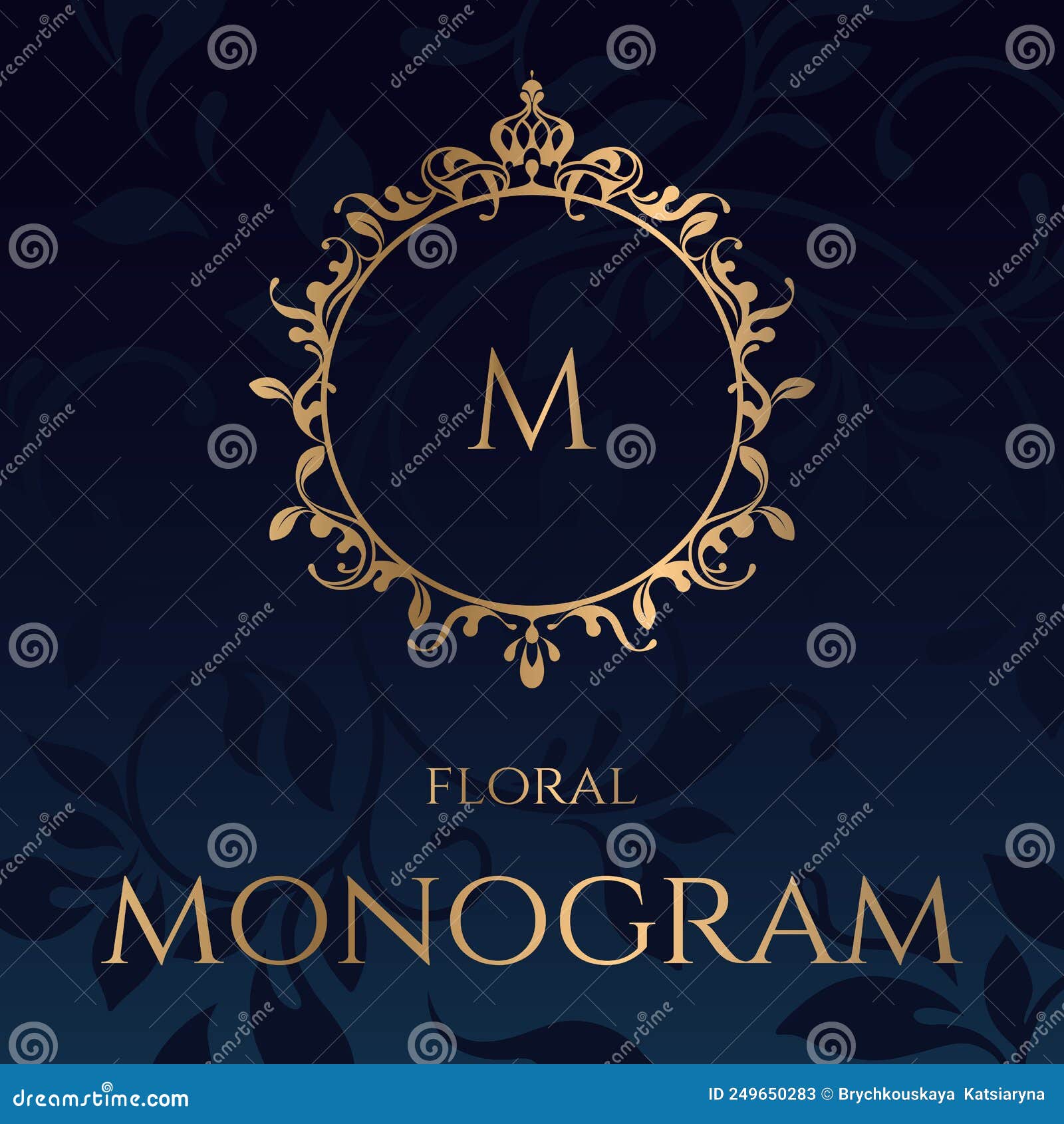 Round Floral Frame Monogram. Decorative Ornamental Element. Stock ...