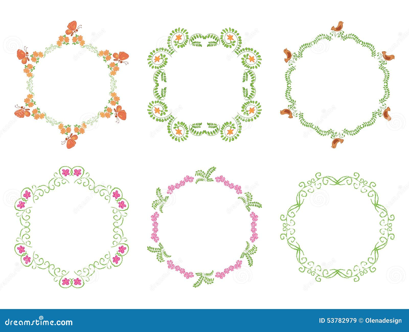 Round Floral Frames - Set - Vector Stock Vector - Illustration of ...