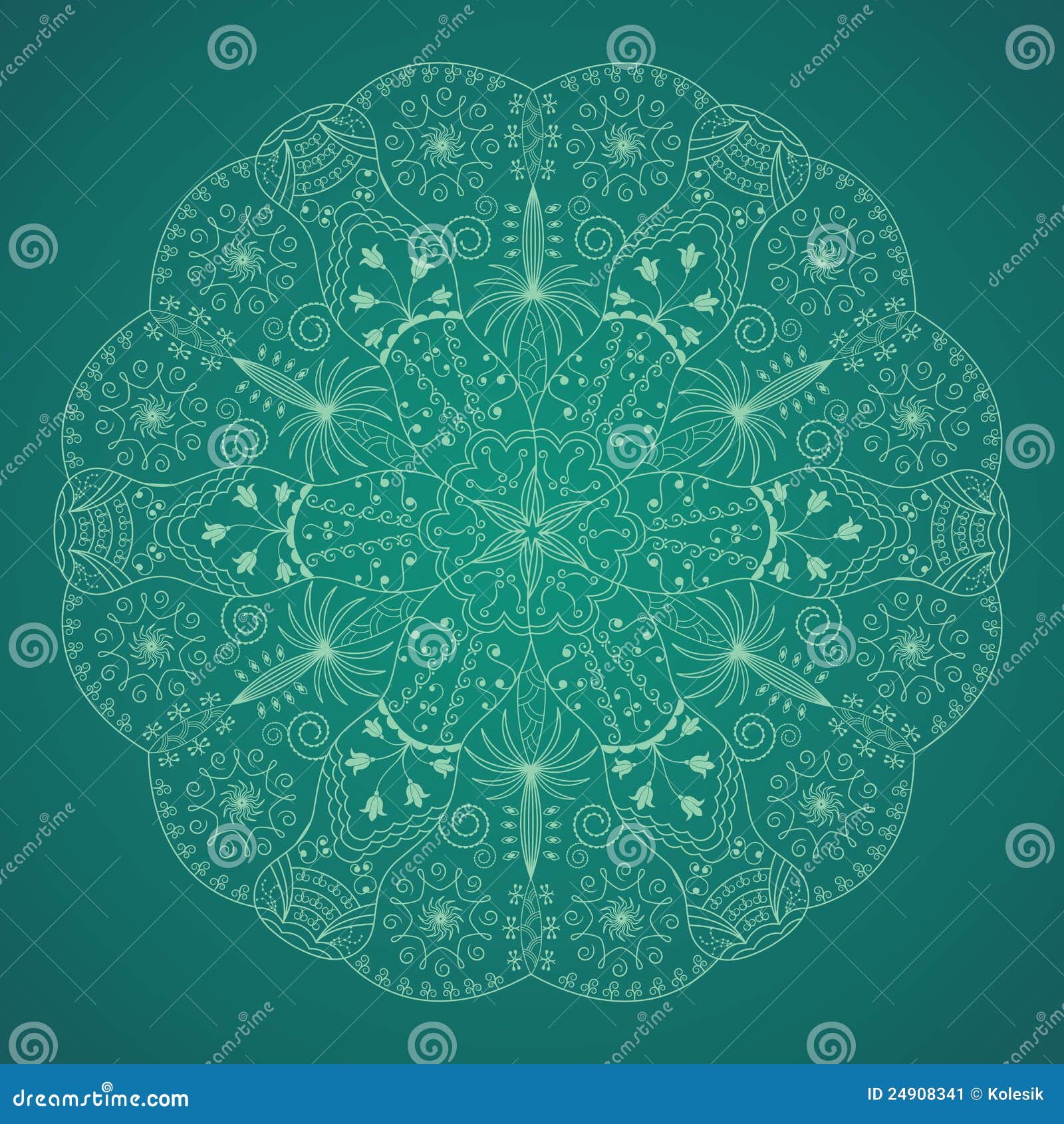 Round floral pattern stock vector. Illustration of floral - 24908341