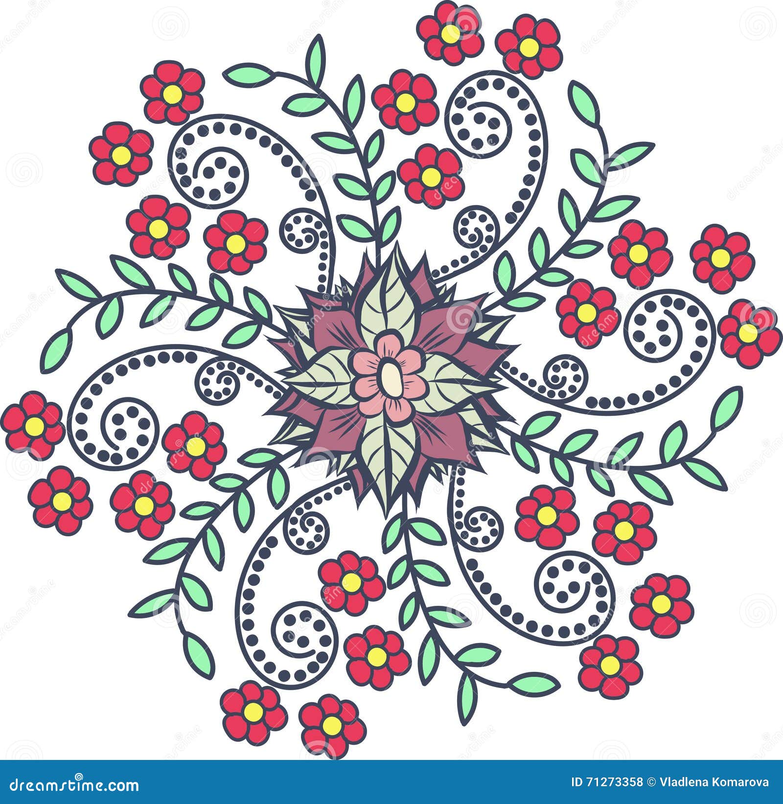 Round floral pattern stock illustration. Illustration of nature - 71273358