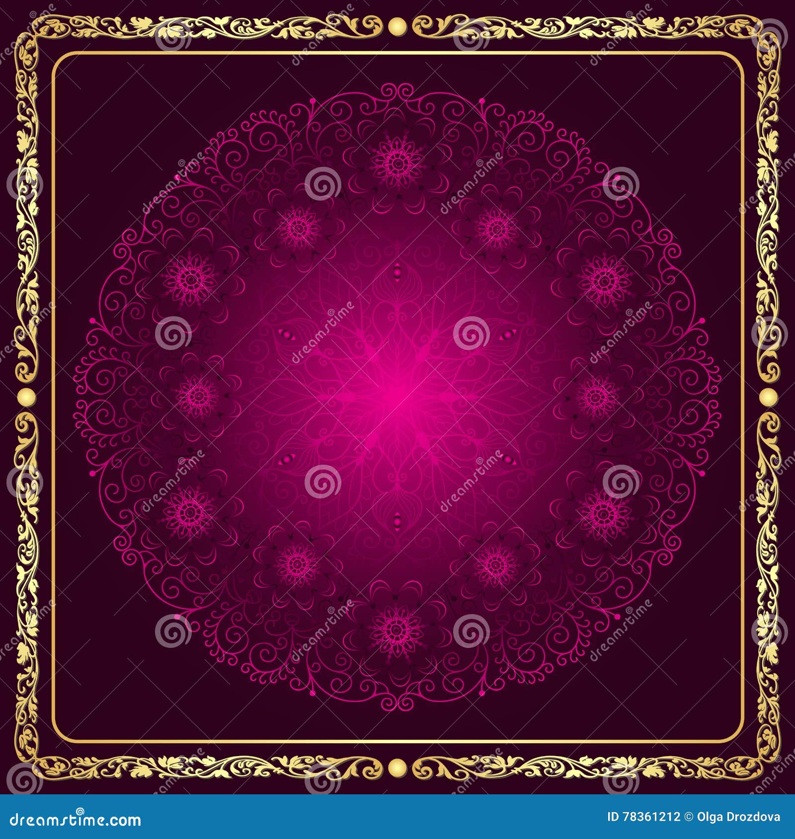 Round Floral Purple Pattern Stock Vector - Illustration of filigree ...