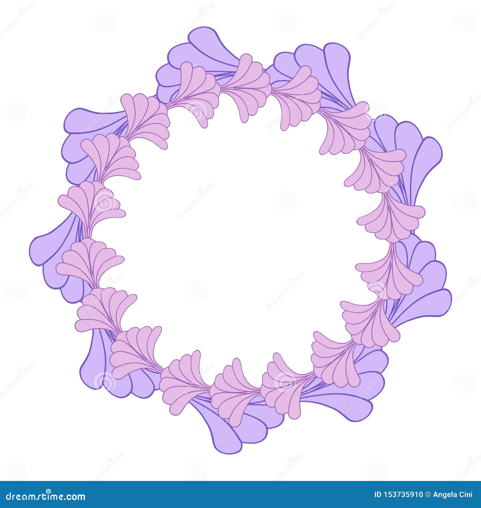 Round Flower Frame Border Background in Purple and Pink Stock Vector ...
