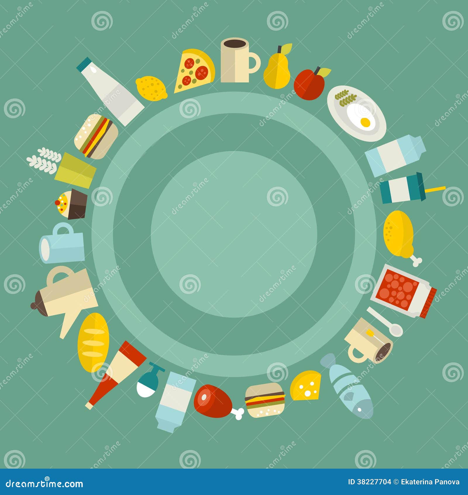 Round food frame. stock vector. Illustration of fast - 38227704