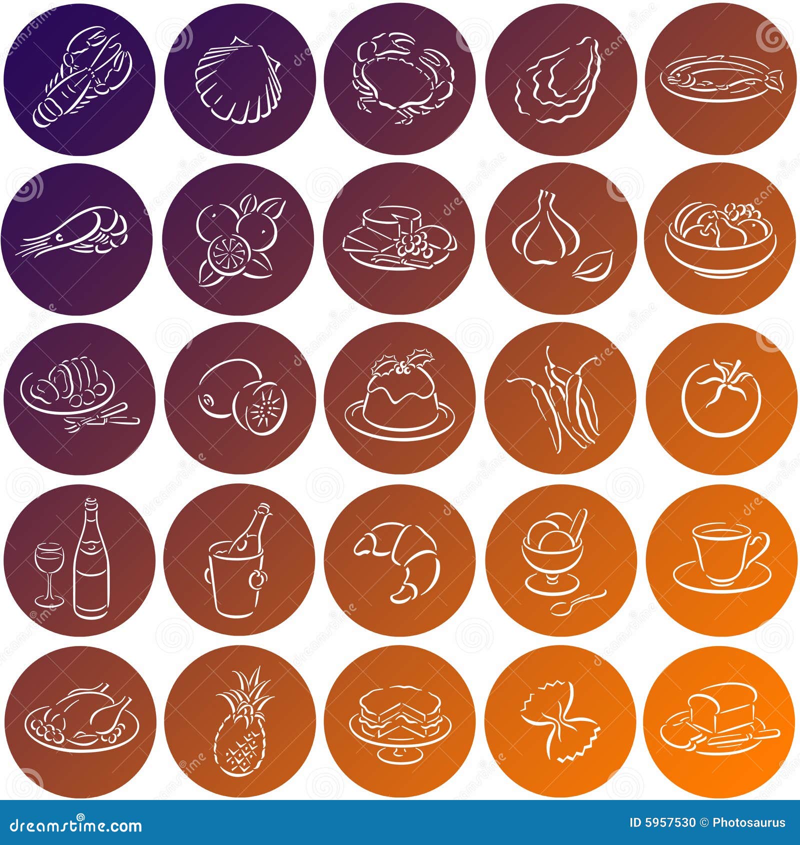 Round food symbols stock illustration. Illustration of aquatic - 5957530