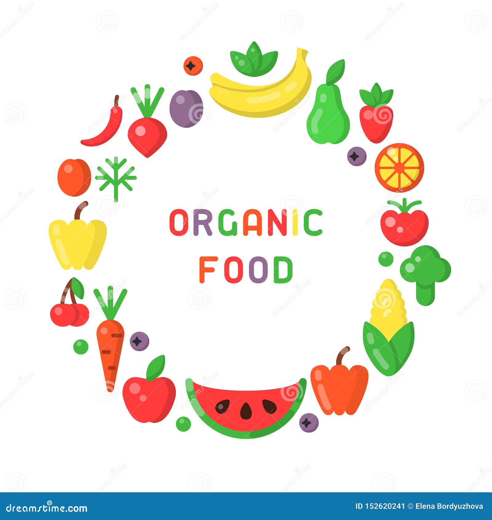 Round Form Concept with Fruits and Vegetables Stock Vector ...