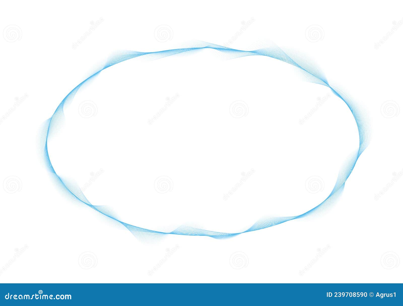 Round Frame with Abstract Vector Blue Waves Lines on White Background ...