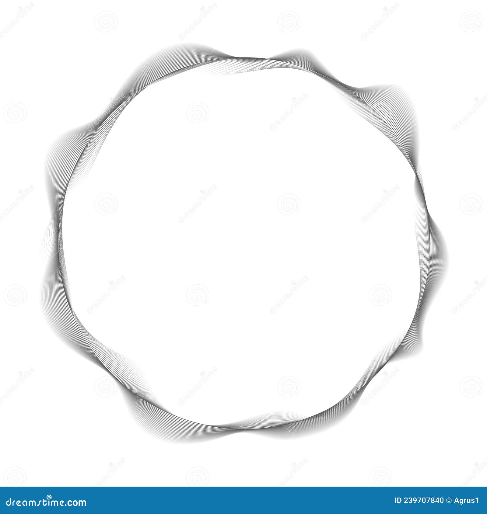 Round Frame with Abstract Vector Waves Lines on White Background Stock ...