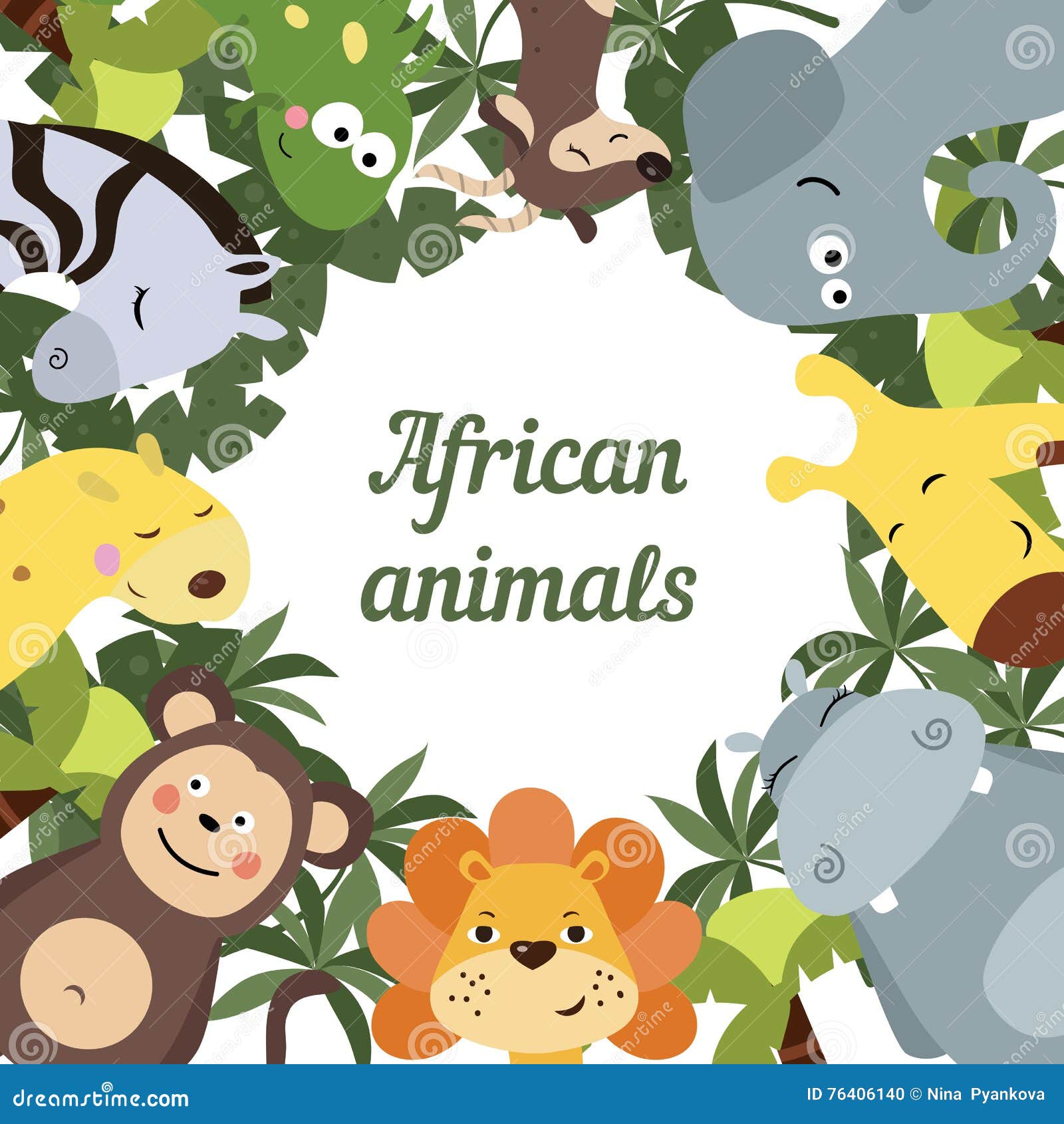 Round Frame with African Animals Stock Vector - Illustration of ...