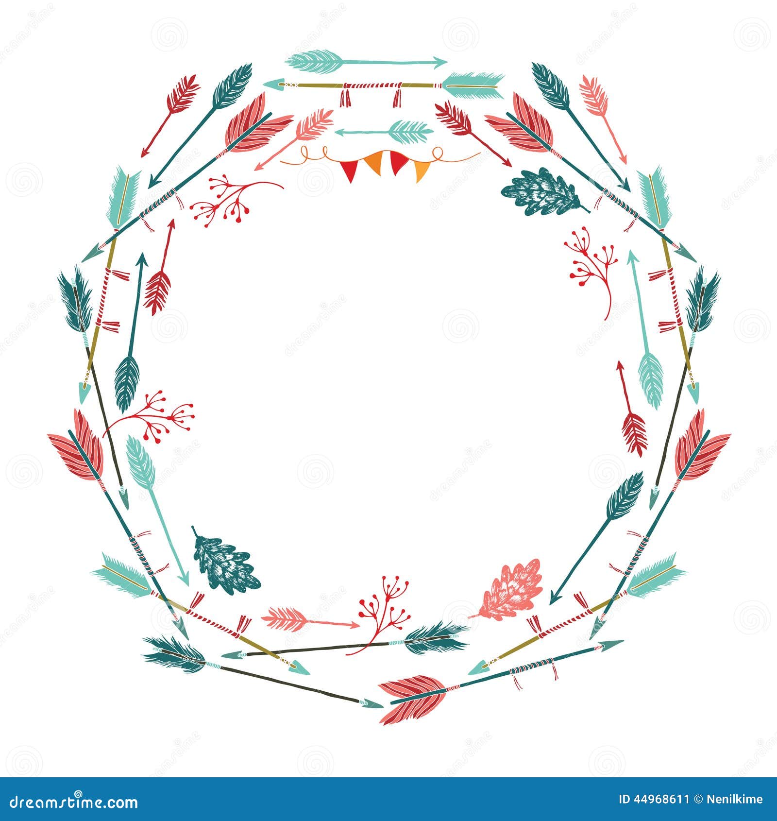 Round Frame of Arrows and Leaves Stock Vector - Illustration of arrows ...