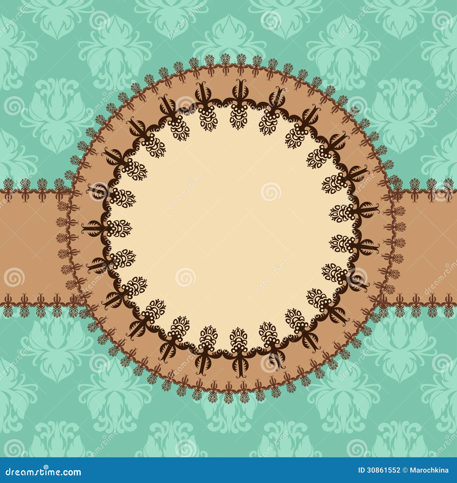 Round Frame a Background of Floral Pattern Stock Illustration ...