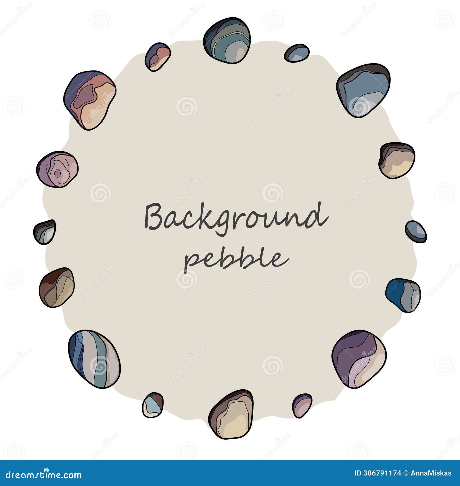 Round Frame and Background, Pebbles on the Sand. Stock Vector ...