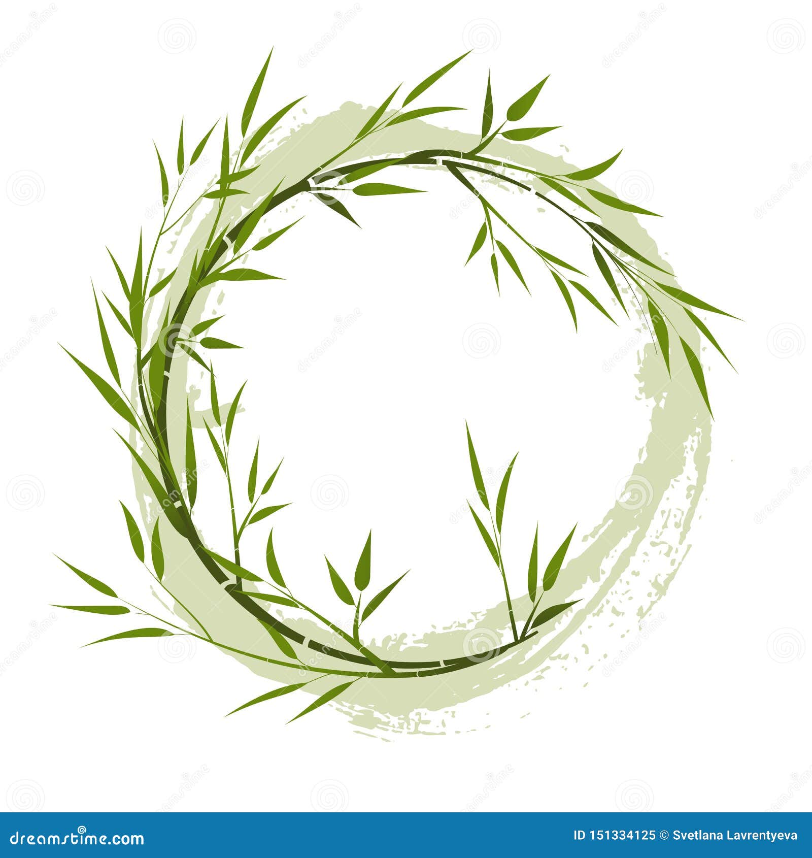 Round Frame with Bamboo Branches, Grunge Element. Vector Stock Vector ...