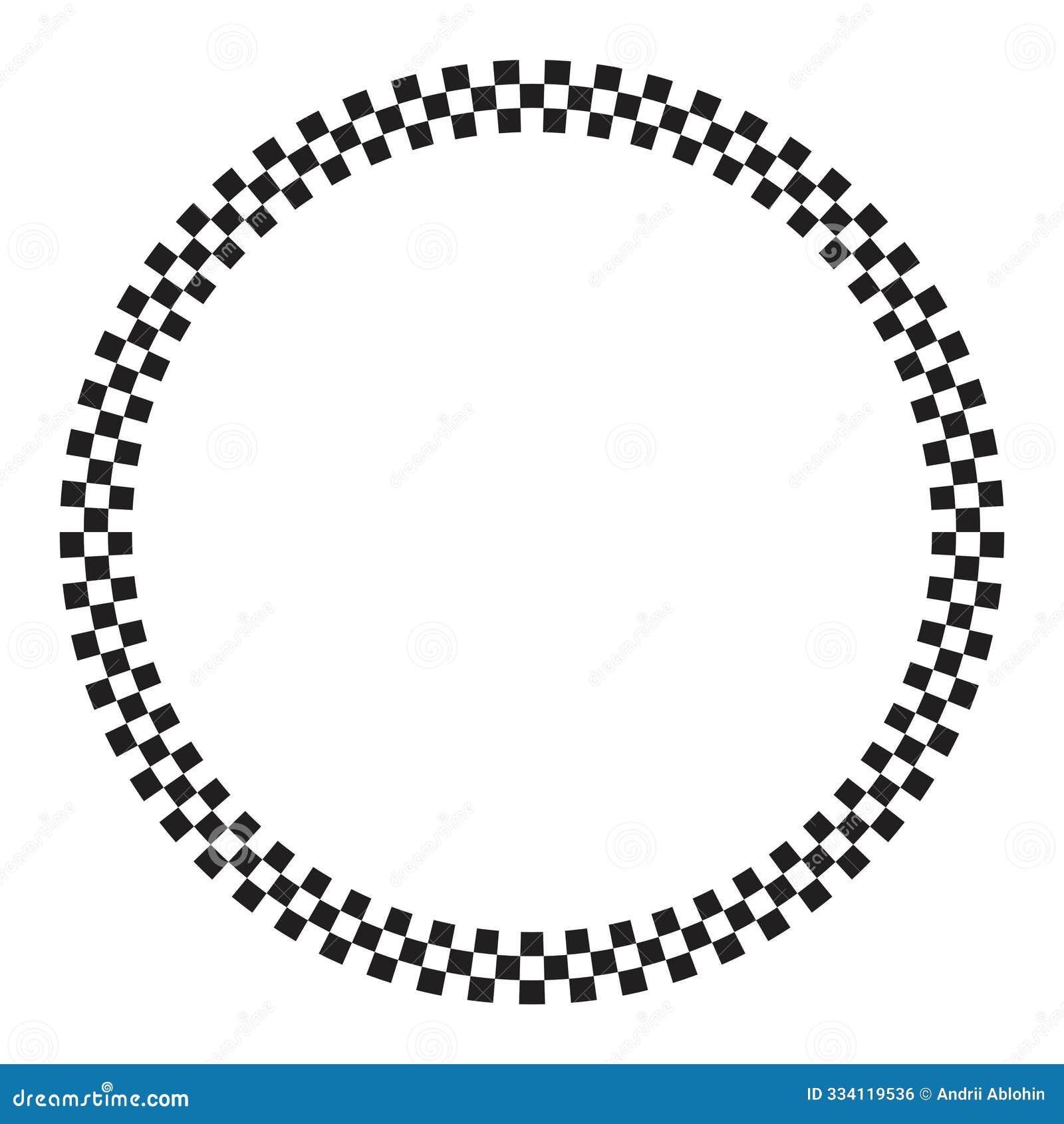 Round Frame with Black and White Checkered Print. Circle Shape with ...