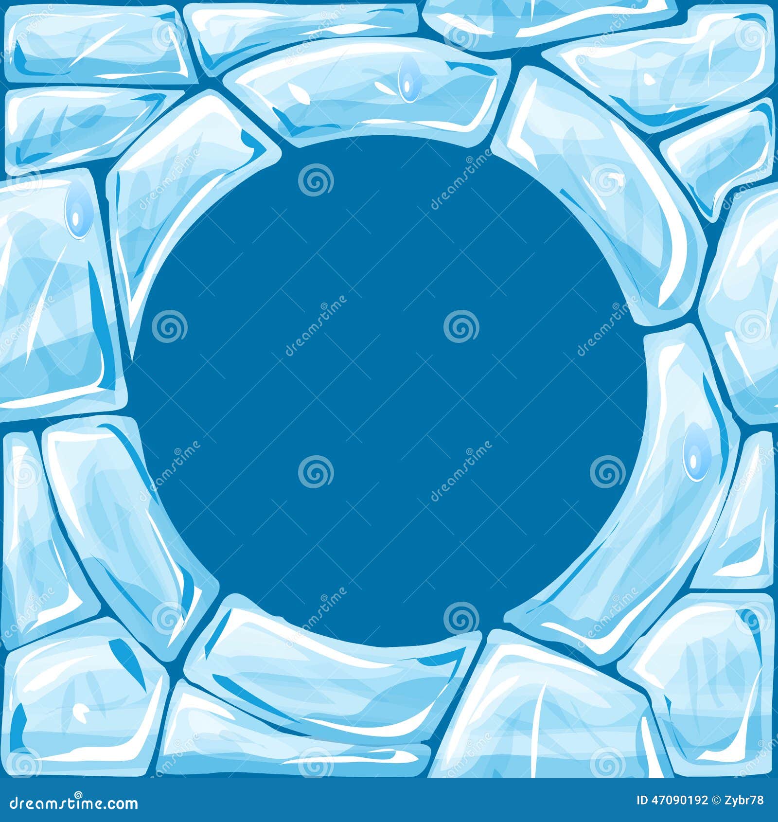 Round Frame on Blue Ice Seamless Pattern Stock Vector - Illustration of ...