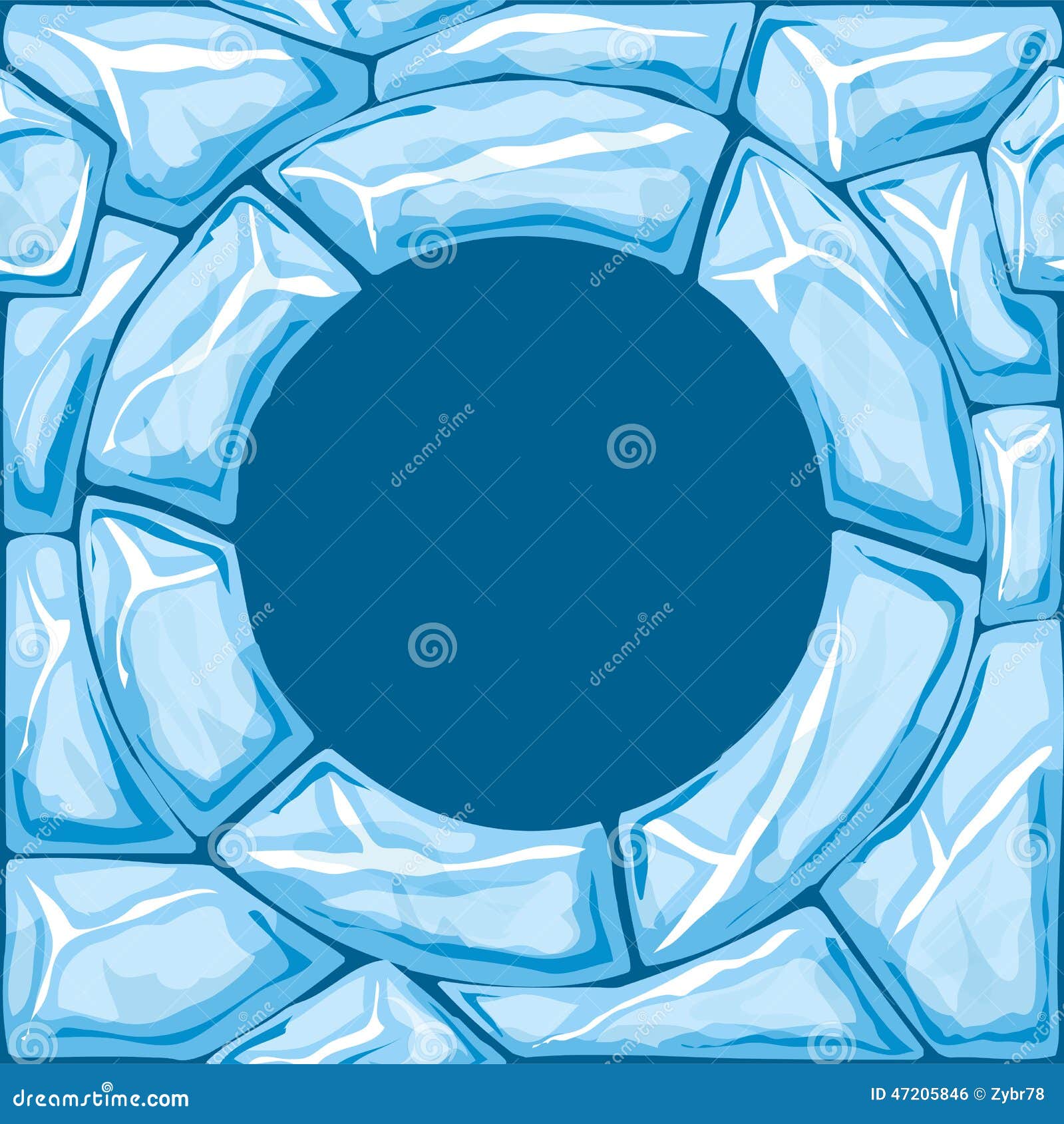 Round Frame on Blue Ice Seamless Pattern Stock Vector - Illustration of ...