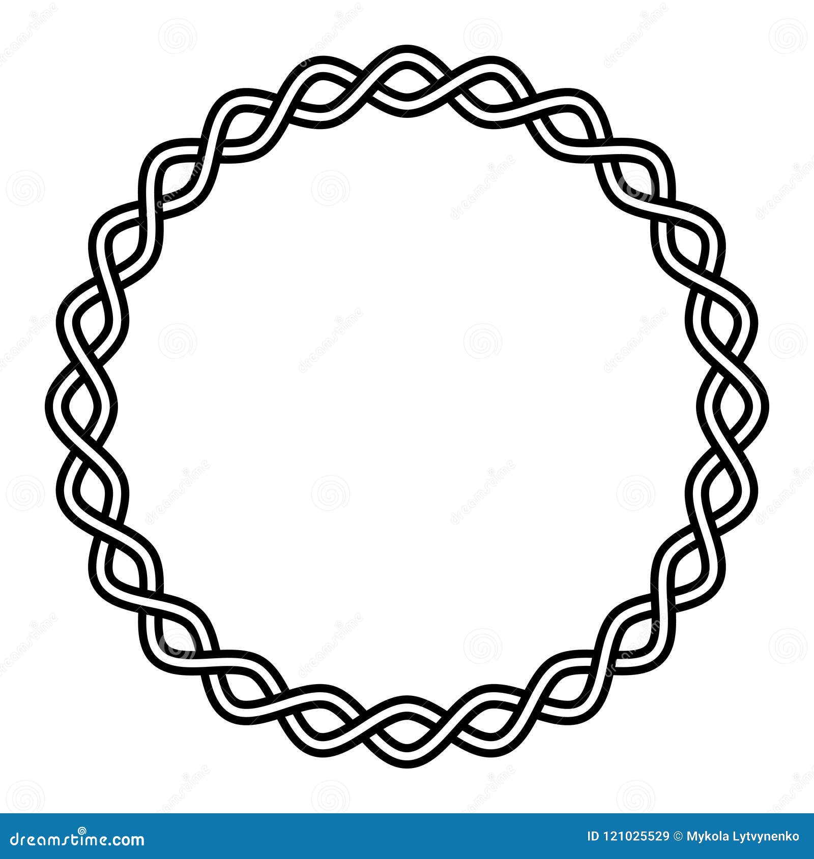 Round Frame Braided Cable, Wavy Intersecting Lines in Circle, Vector ...