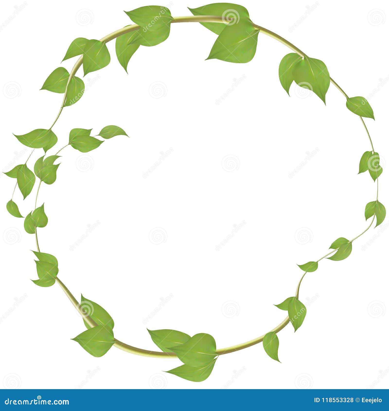 Round Frame of Branches with Leaves Vector Eps10. Stock Illustration ...