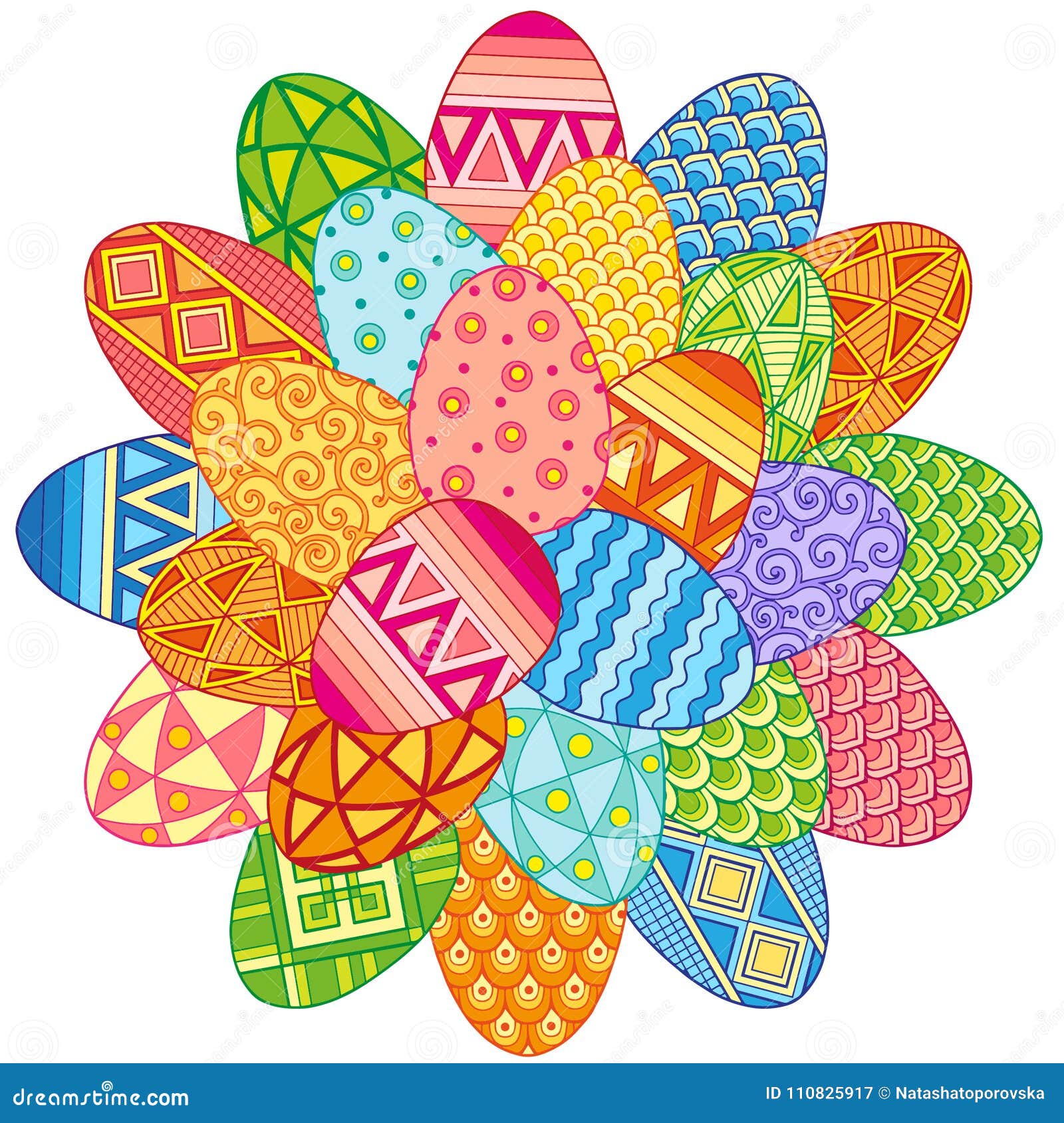 Round Frame of Bright Easter Eggs. Vector Elements Isolated. Background ...