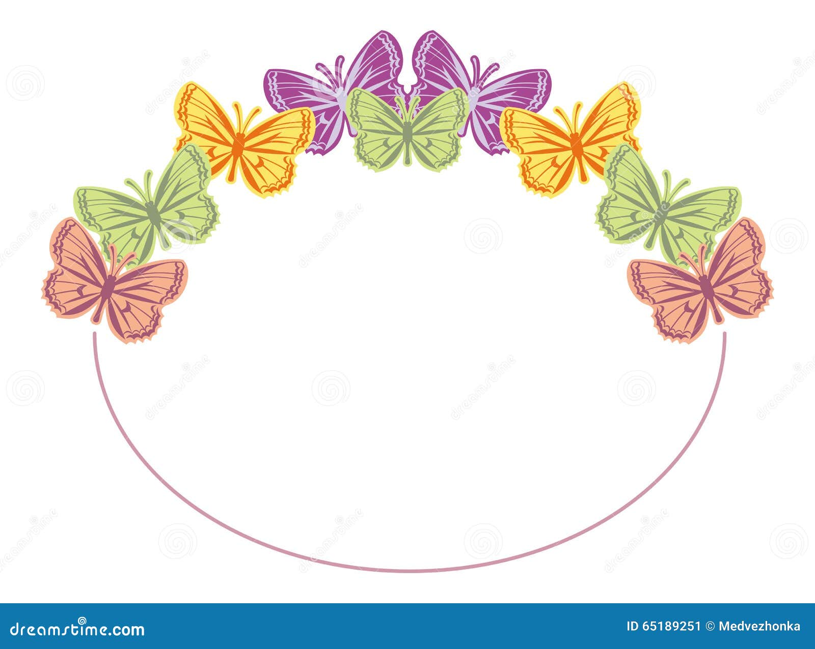 Round Frame with Butterflies Stock Illustration - Illustration of ...