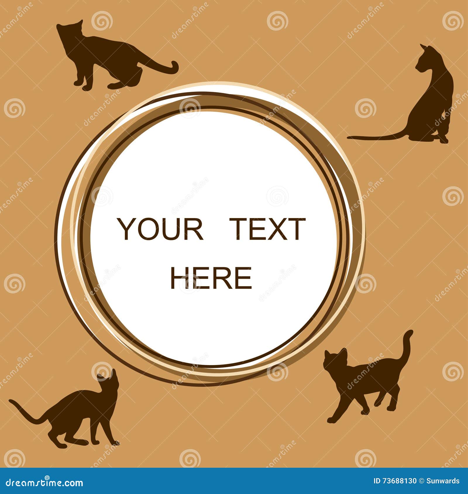 Round frame with cats stock vector. Illustration of domestic - 73688130