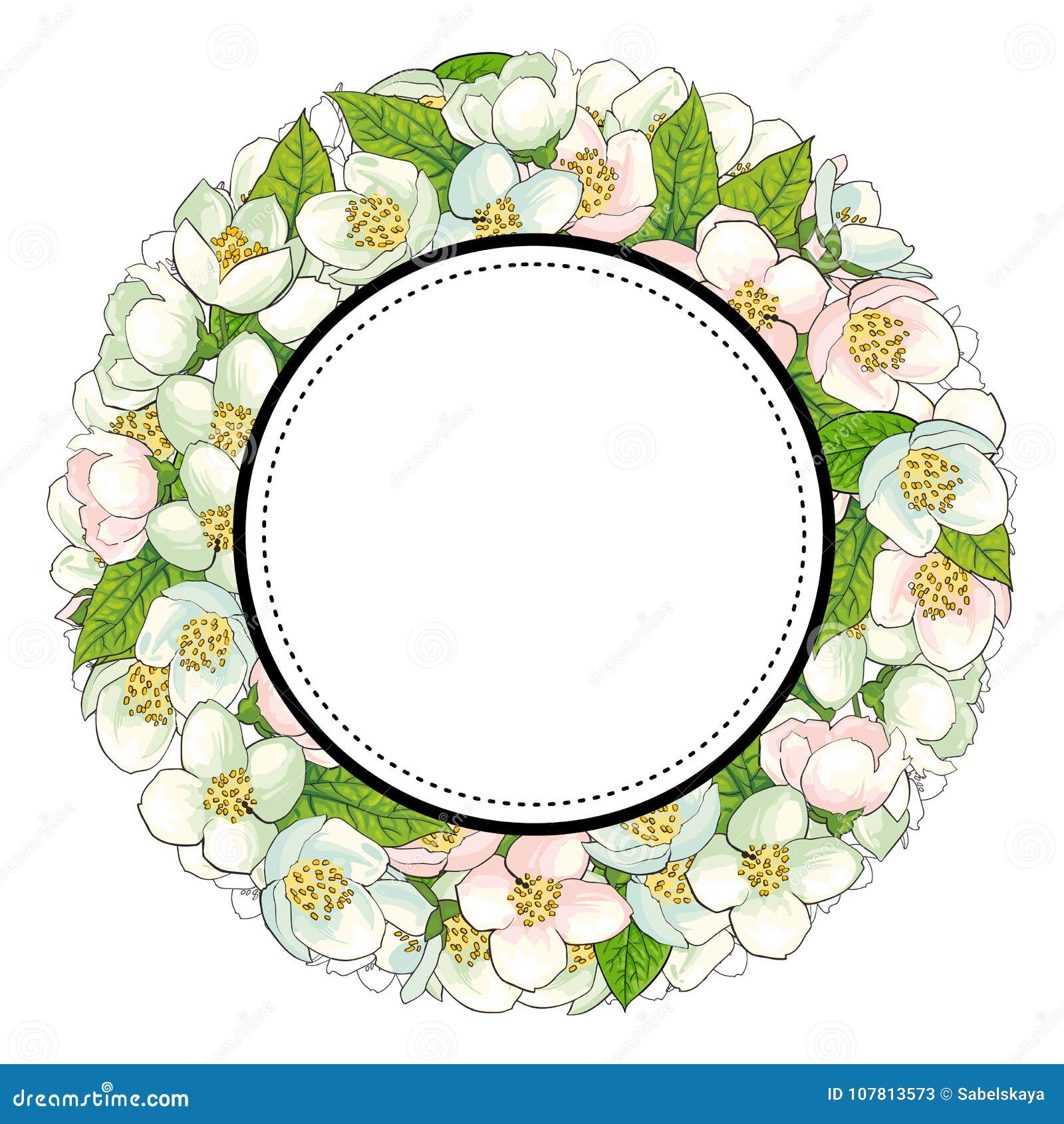 Round Frame of Cherry Blossom Branches Stock Vector - Illustration of ...