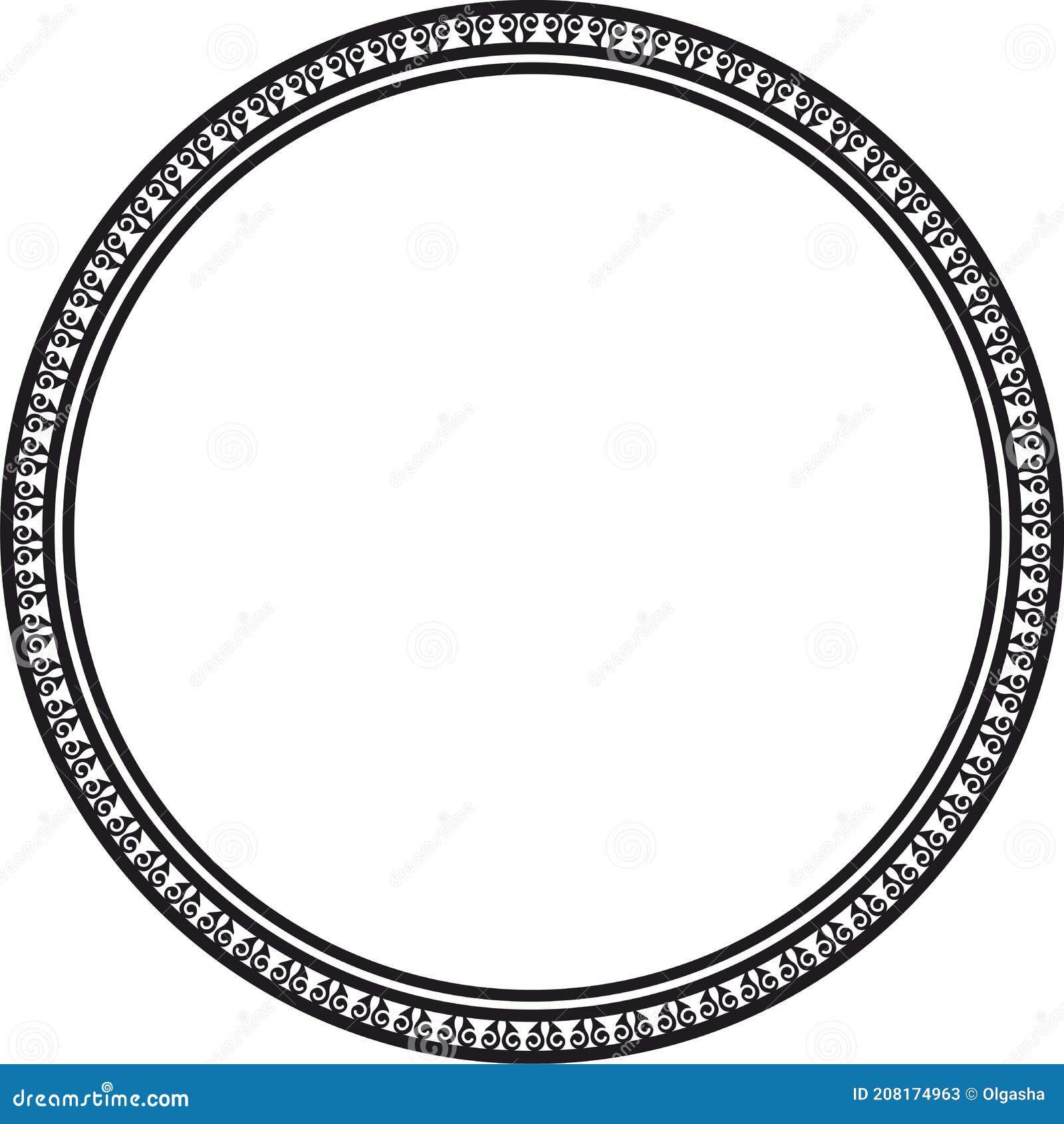 Round Frame. Circle Ornamental Decorative Frame with Floral Element ...