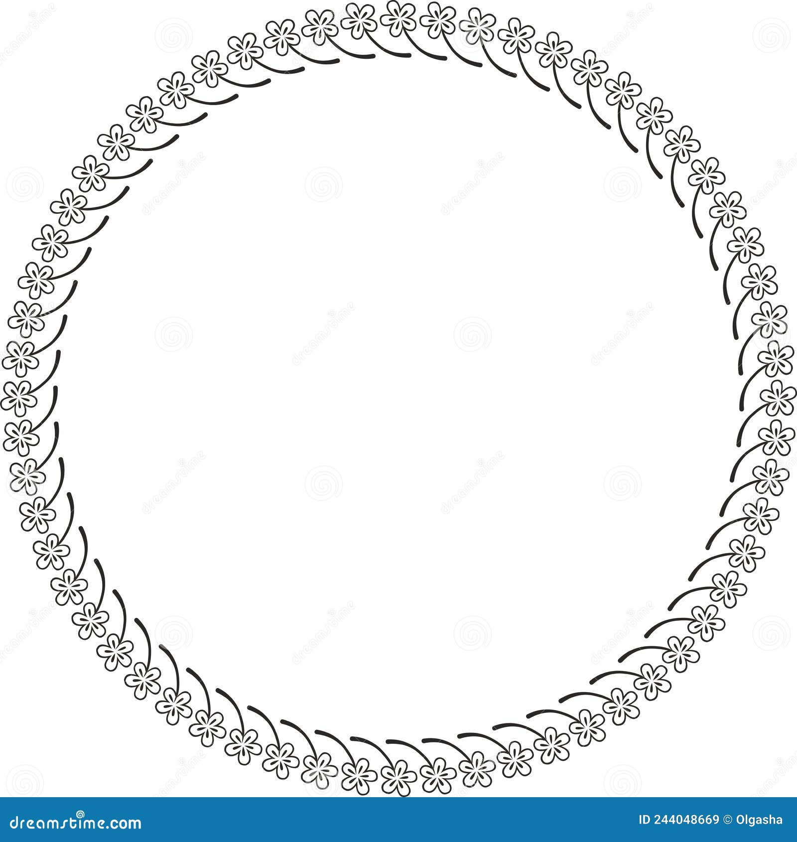 Round Frame. Circle Ornamental Decorative Frame with Floral Element ...